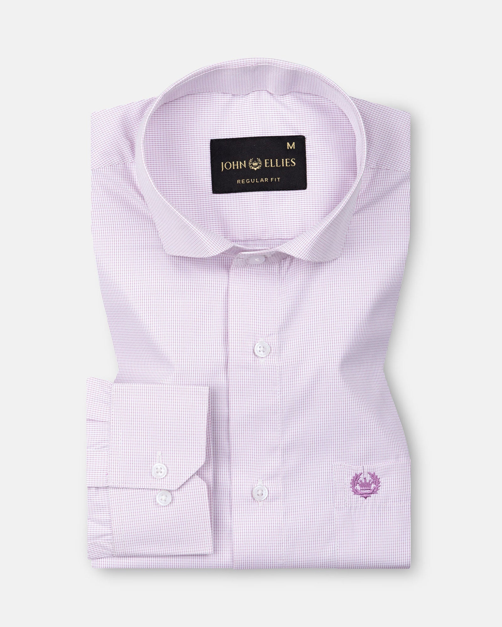 Buy Lexicon Purple Micro Check Cutaway Cotton Shirt – John Ellies India
