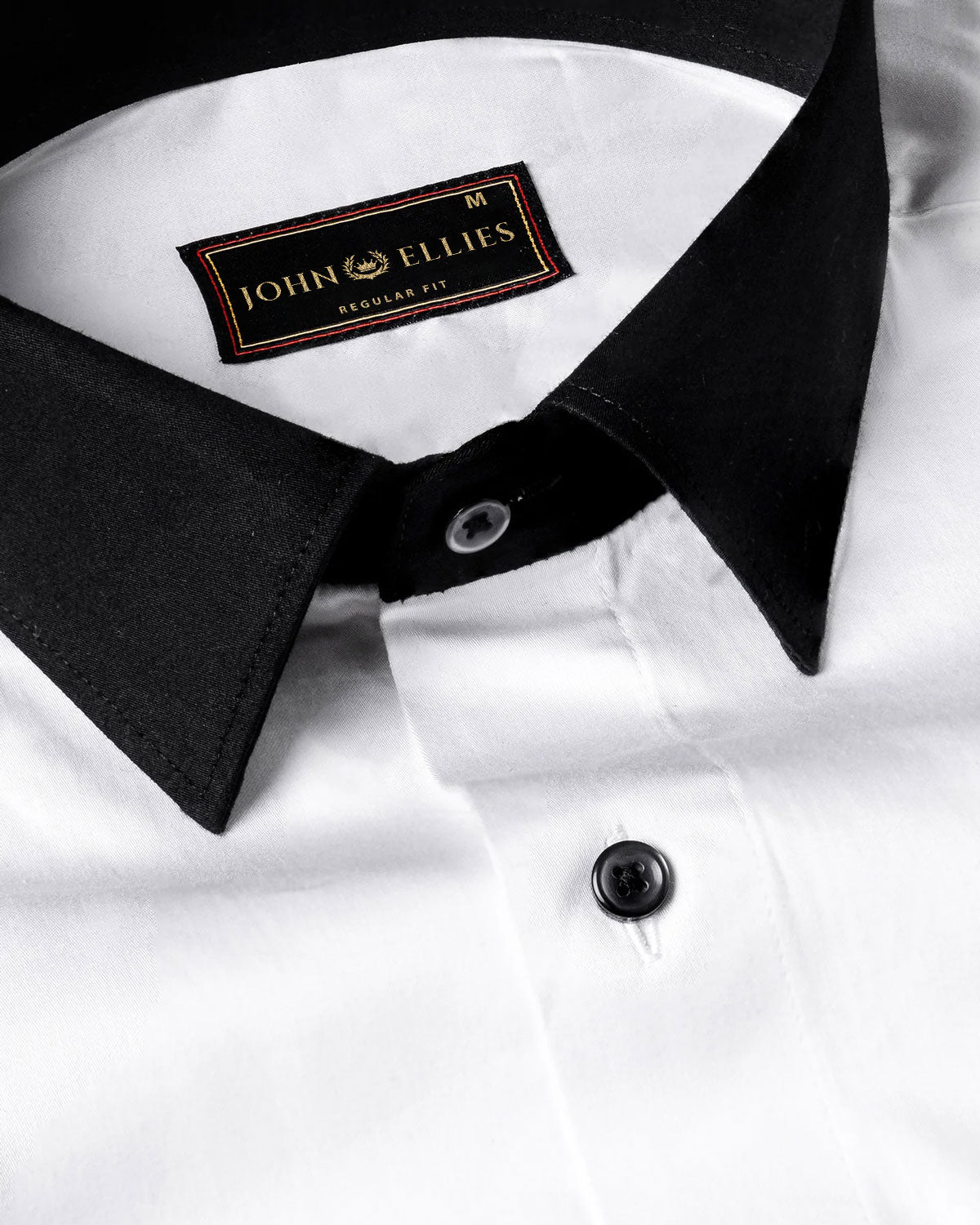 Buy Bright White Premium Giza Cotton Shirt With Black Collar and Cuffs